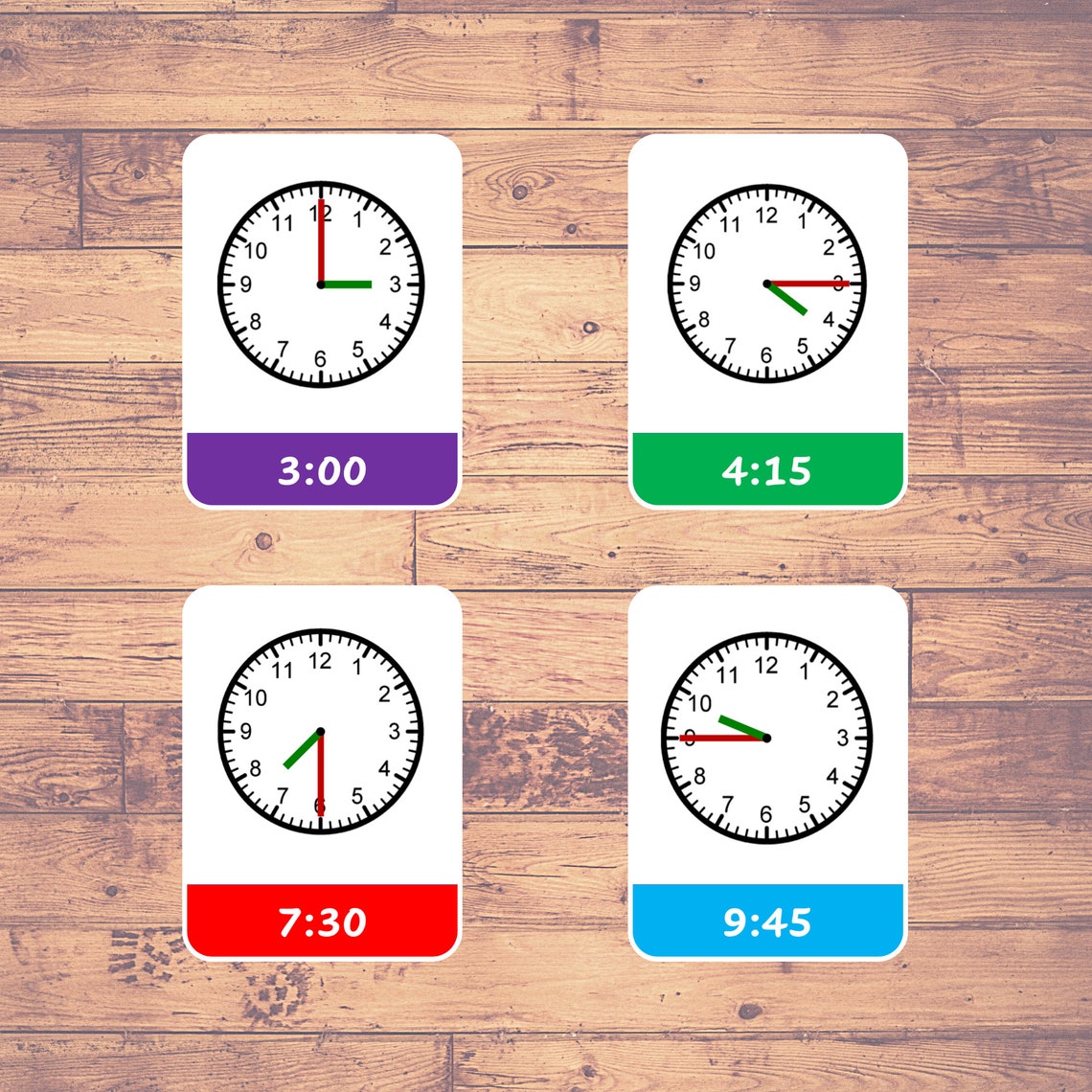 Time Telling 48 Flash Cards Telling Time Montessori | Etsy