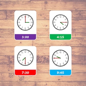 Time Telling - 48 Flash Cards | Telling Time | Montessori Activity | 3 ...