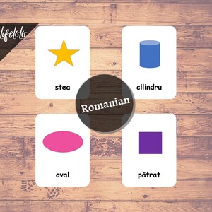 Shapes ROMANIAN Flash Cards | English Bilingual Cards | Geometric ...
