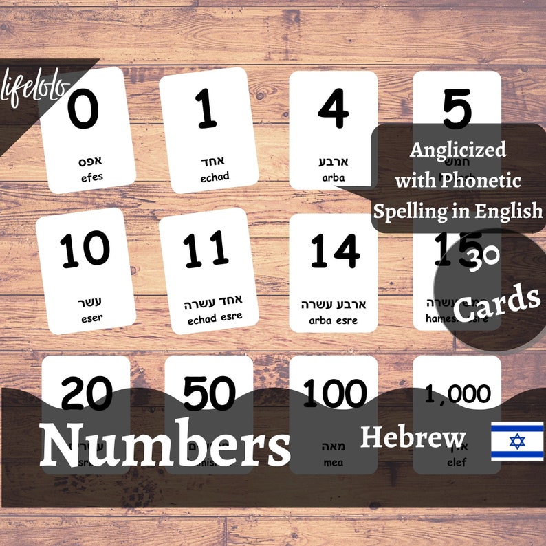 Hebrew Numbers 30 Flash Cards Toddler Games Montessori - Etsy