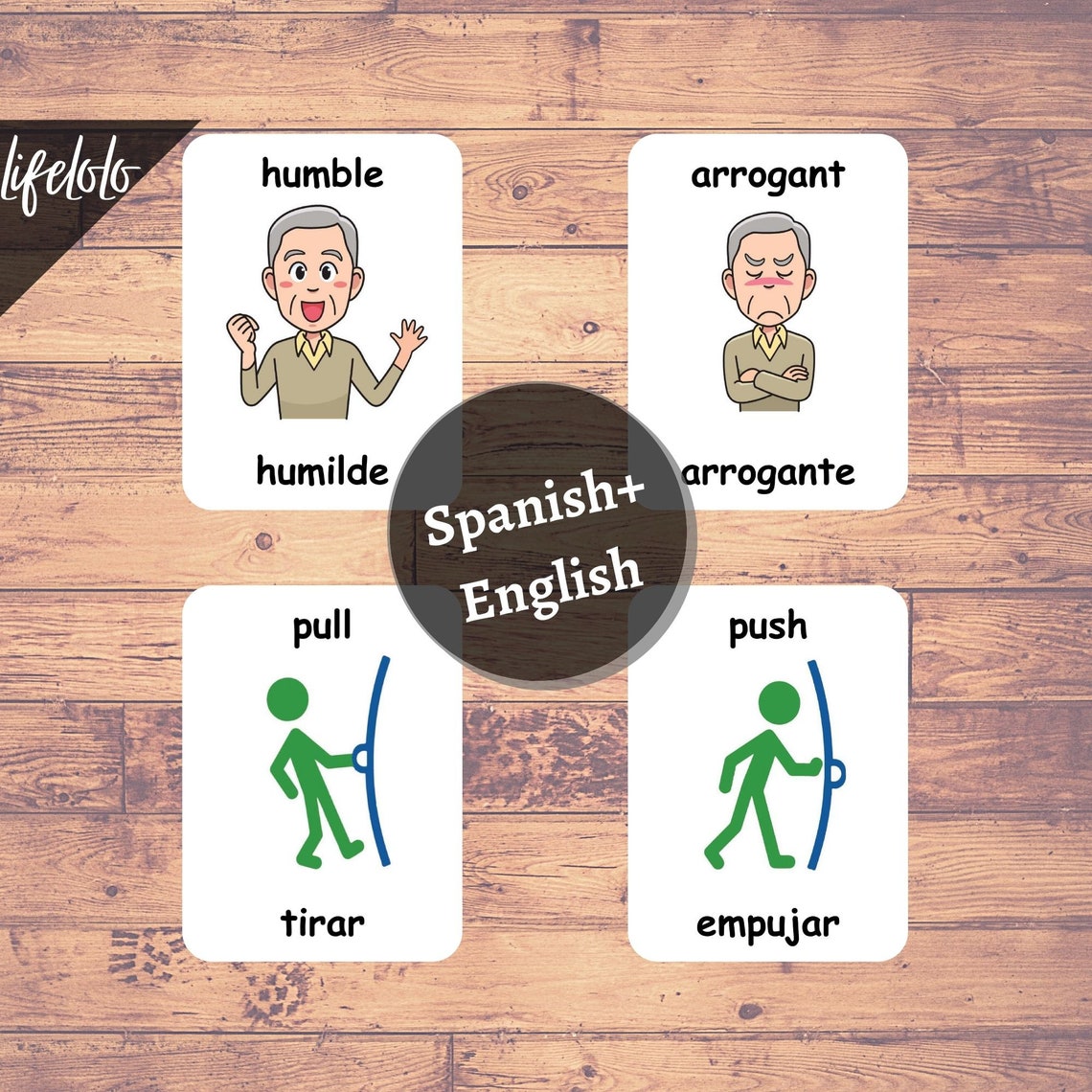Antonyms SPANISH Flashcards English Bilingual Cards 104 - Etsy