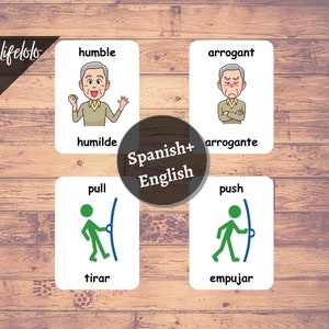 Antonyms SPANISH Flashcards, English Bilingual Cards, 104 Opposite ...