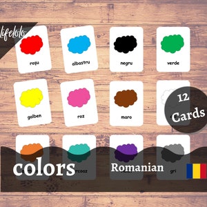 Colors ROMANIAN Version - English Bilingual Cards | 12 Romanian Flash ...