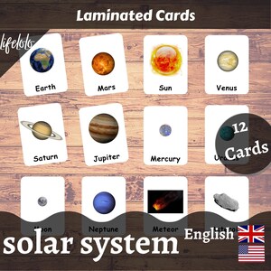 Printed Laminated Cards | Solar System Flash Cards | Bilingual Flash ...