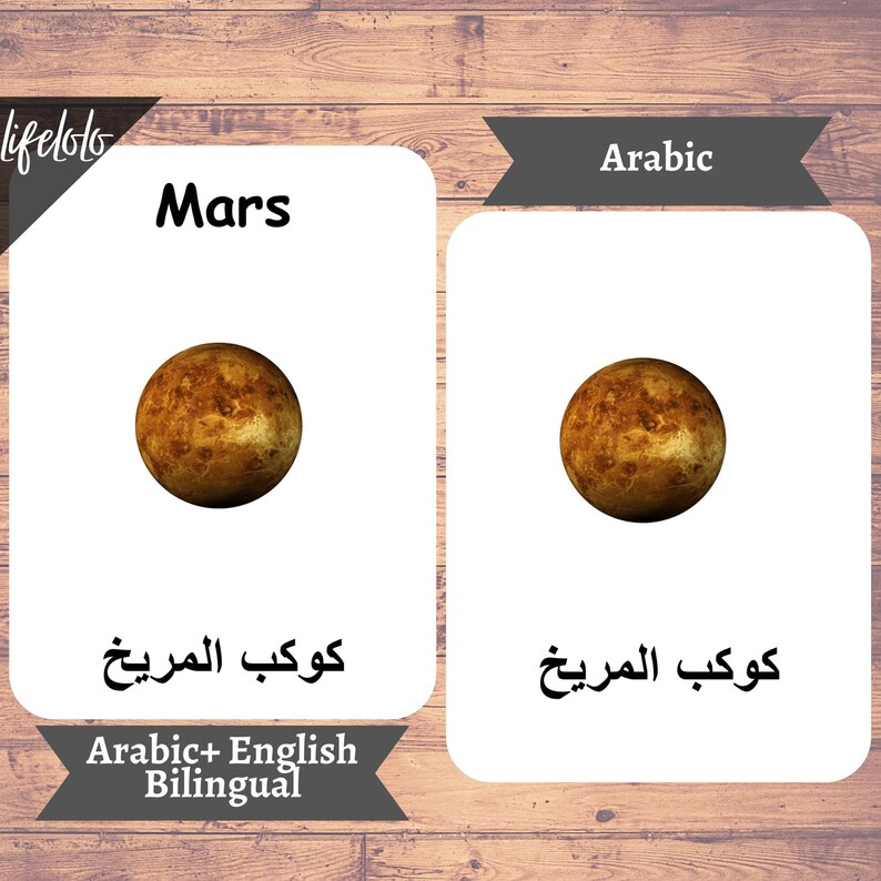 Solar System ARABIC Flash Cards Montessori Cards Arabic - Etsy