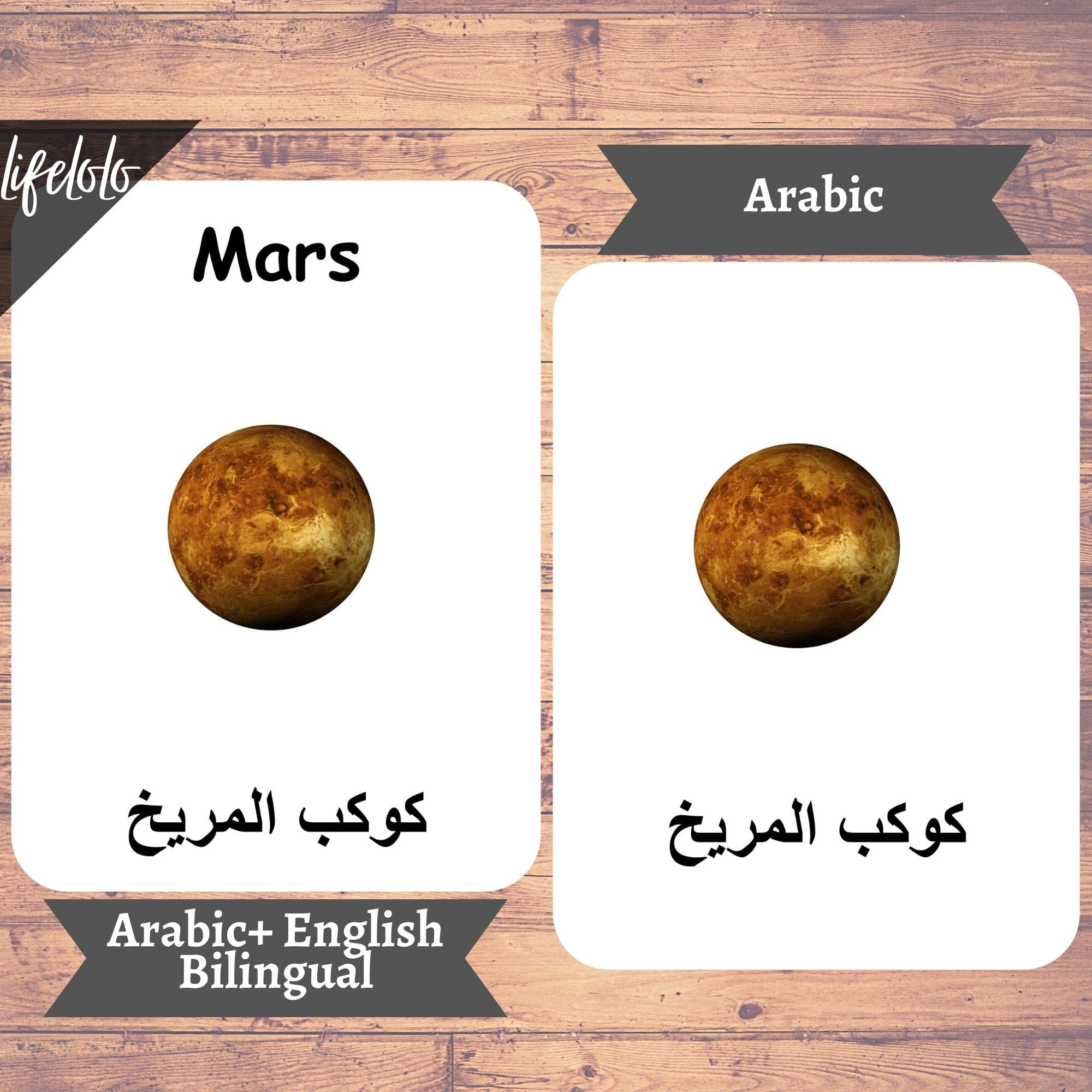 Solar System ARABIC Flash Cards Montessori Cards Arabic | Etsy