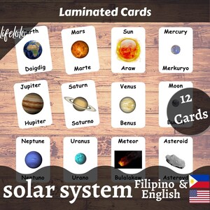Printed Laminated Cards | Solar System Flash Cards | Bilingual Flash ...