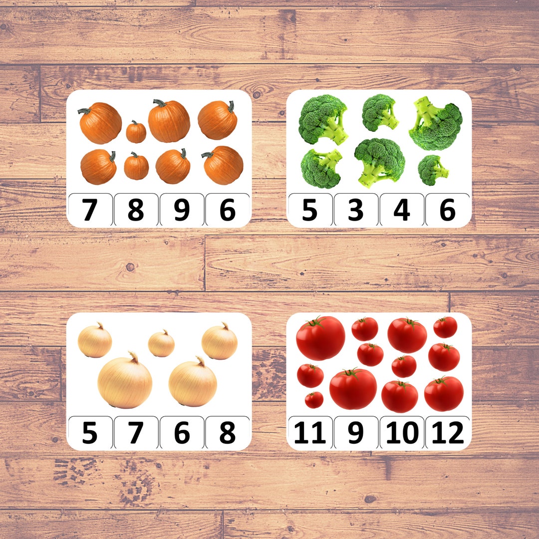Counting Vegetables - Clip Counting Cards | Math | Montessori ...
