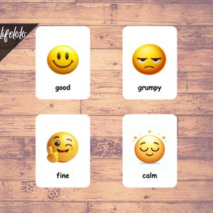 Emotion Emoji Flashcards for Kids and Teens, Teach Feelings & Actions ...