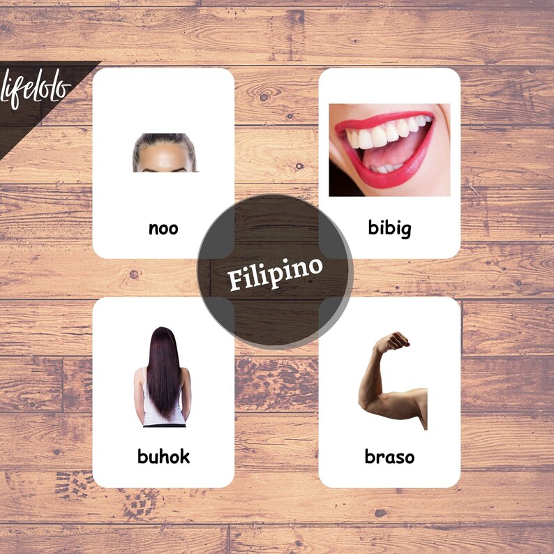 Body Parts (real) | FILIPINO| English Bilingual Cards | 24 Tagalog ...