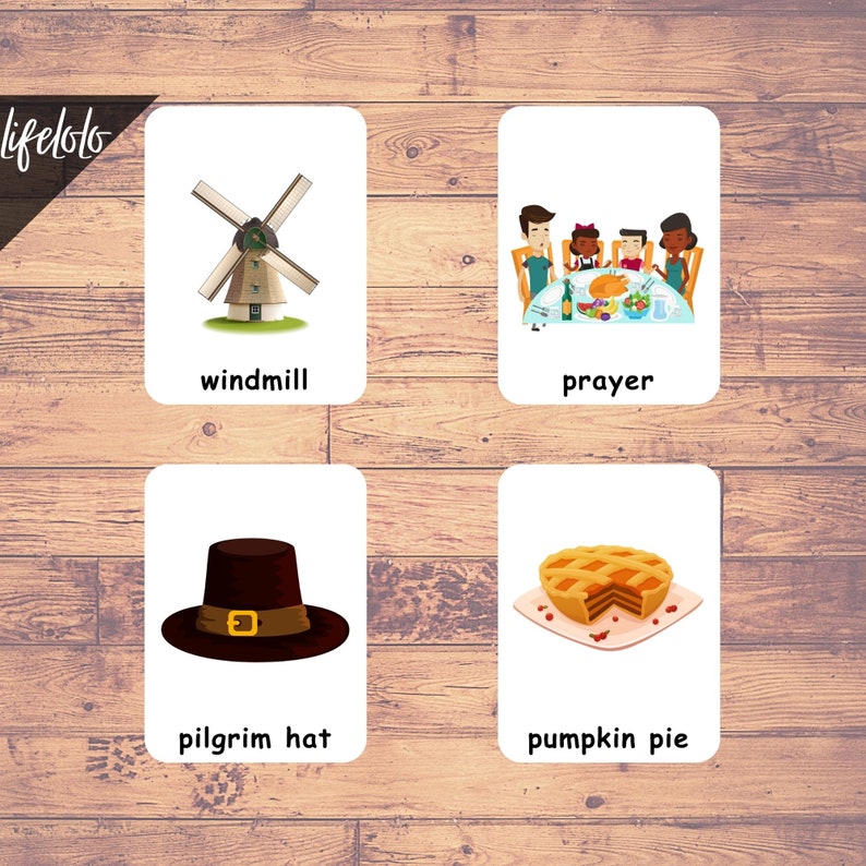 THANKSGIVING Vocabulary | 38 Flash Cards | Montessori Cards ...