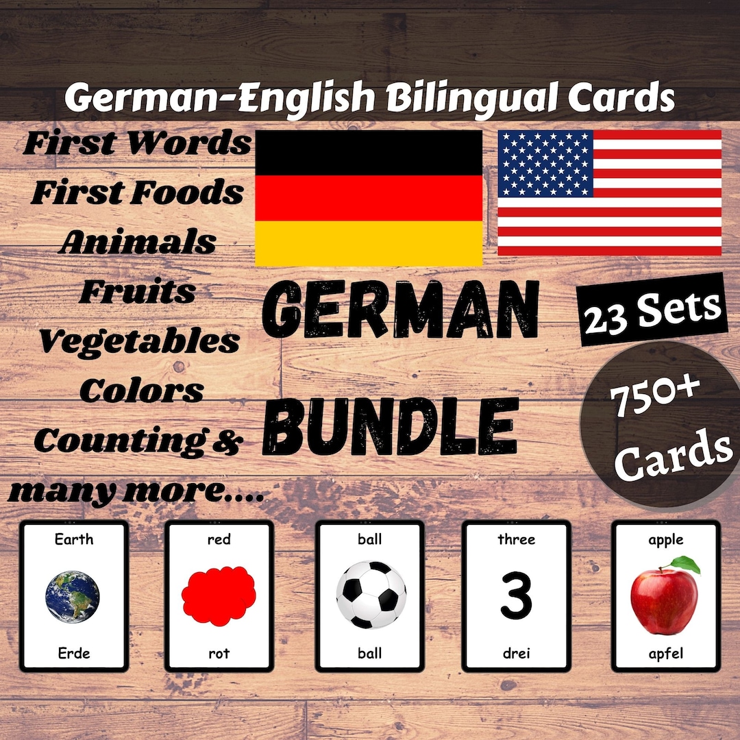 GERMAN Flash Cards BUNDLE - German English Bilingual Cards | German ...