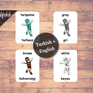 Colors TURKISH Version | English Bilingual Cards | Flash Cards ...