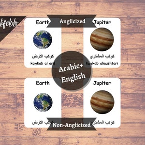 Solar System - ARABIC Flash Cards | Montessori Cards | Arabic Printable ...