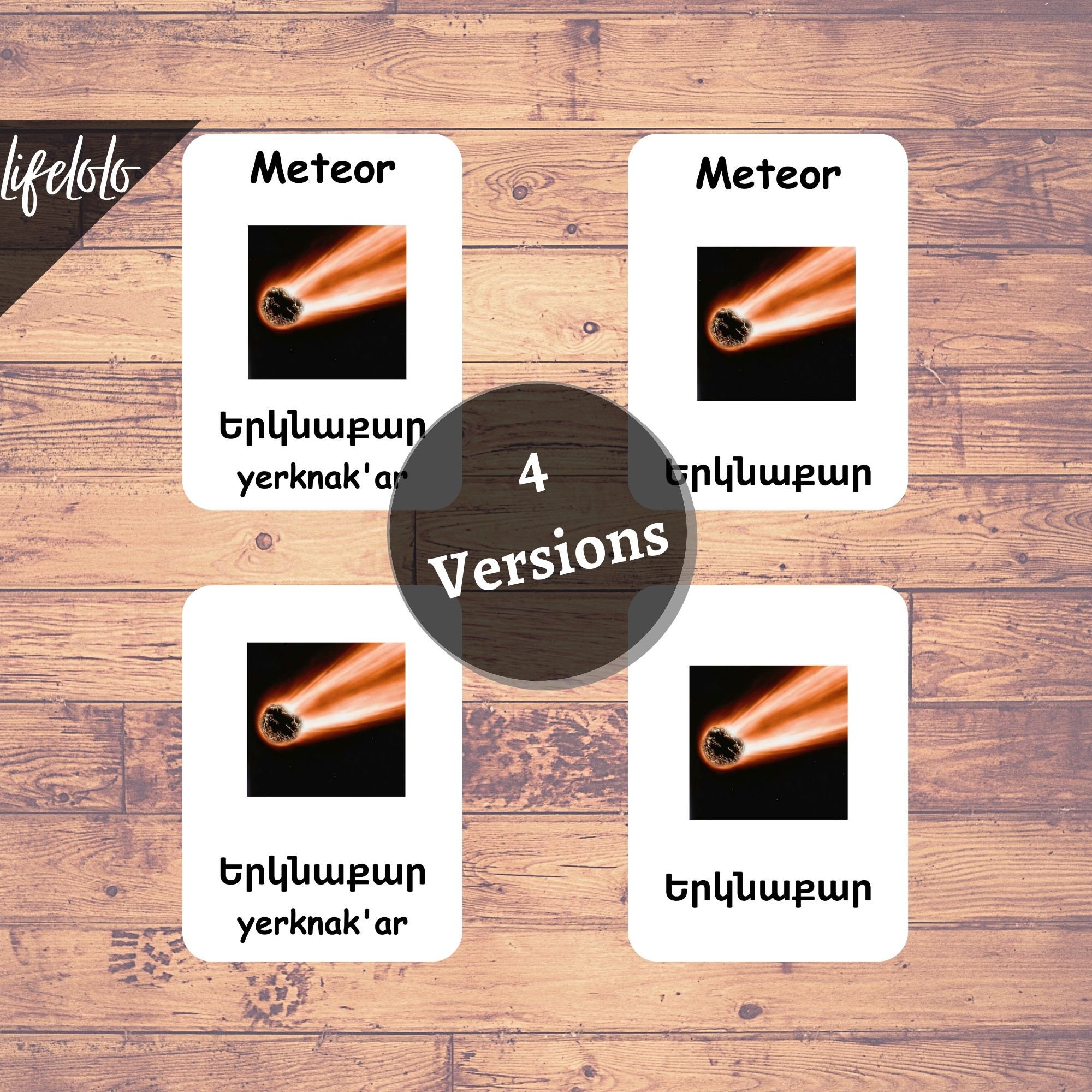 Solar System Armenian Flash Cards, English Bilingual Cards, Montessori ...