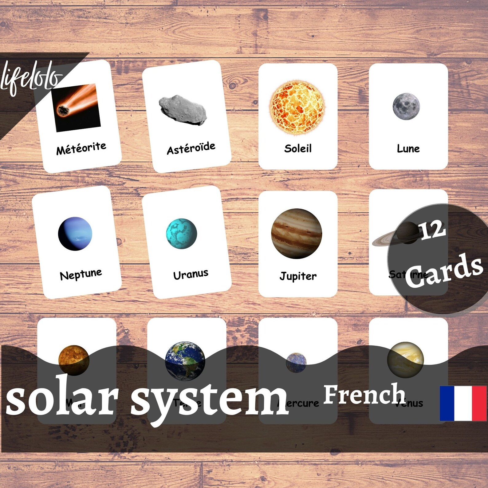 Solar System - French Flash Cards | Montessori Cards | French Printable ...