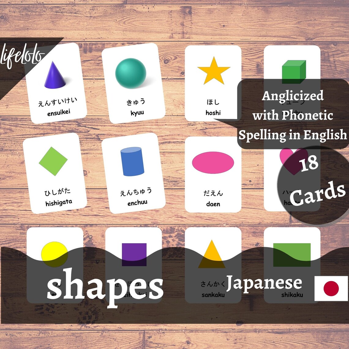 Shapes JAPANESE Flash Cards | English Bilingual Cards | Geometric ...