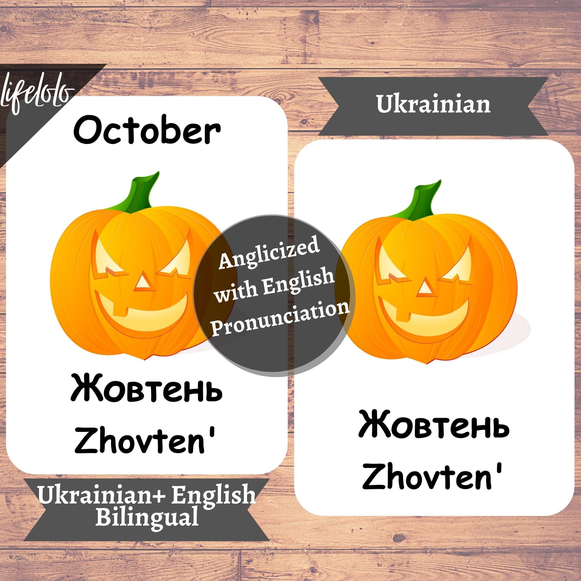 Months of the Year UKRAINIAN Flash Cards 12 Bilingual Cards - Etsy UK