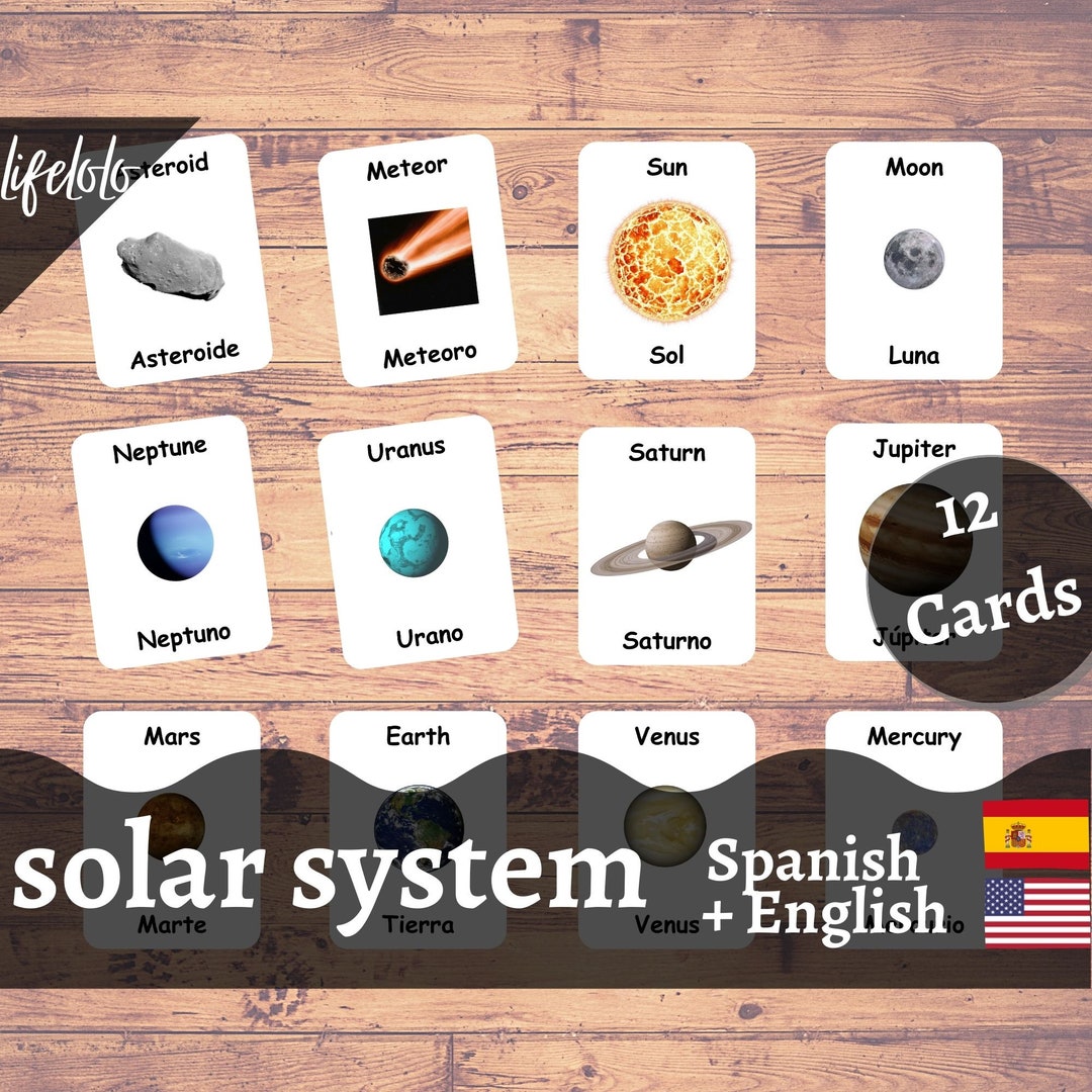 Solar System - SPANISH Flash Cards | Montessori Cards | Spanish ...