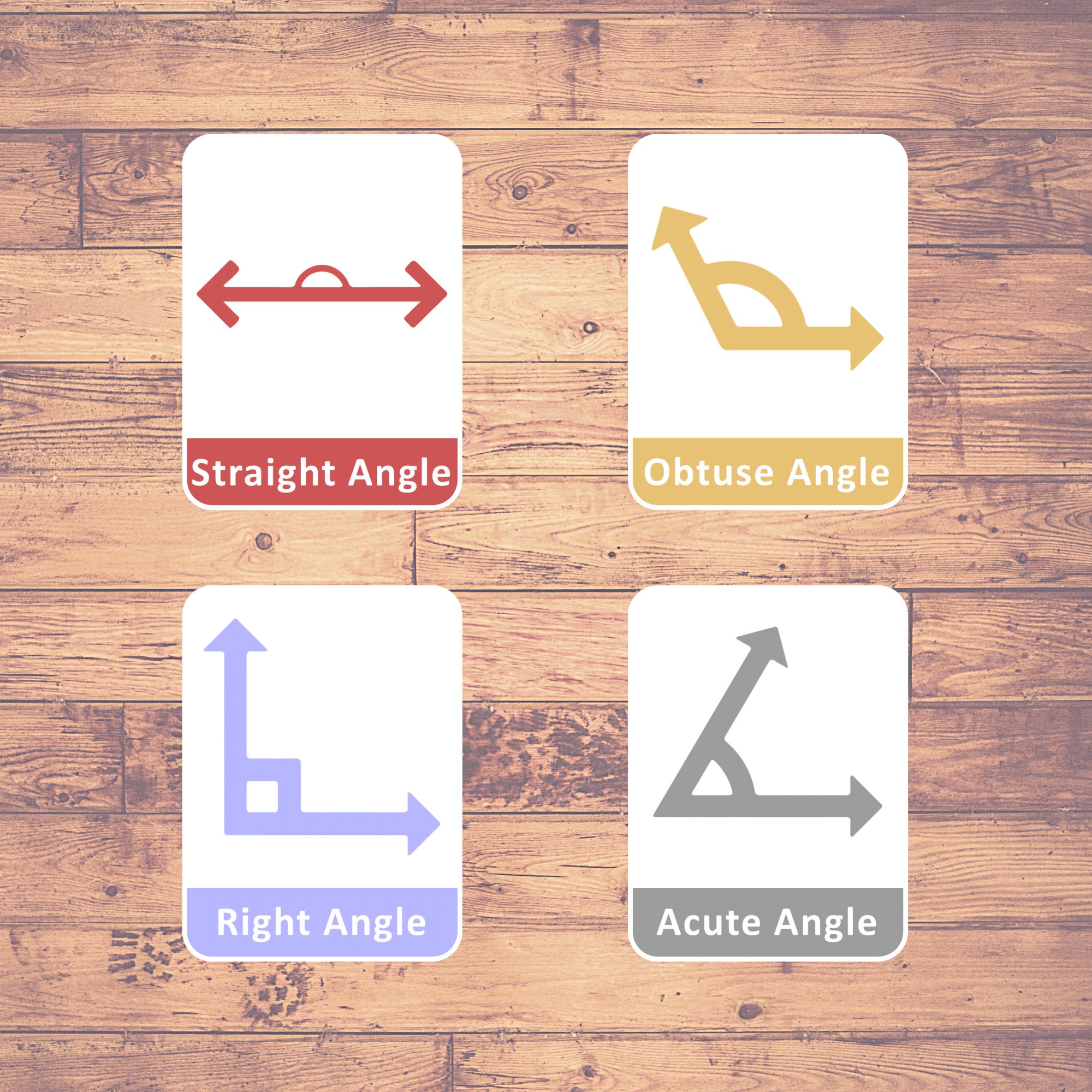 Types of Angles - Flash Cards | 6 Montessori Cards | Homeschooling ...