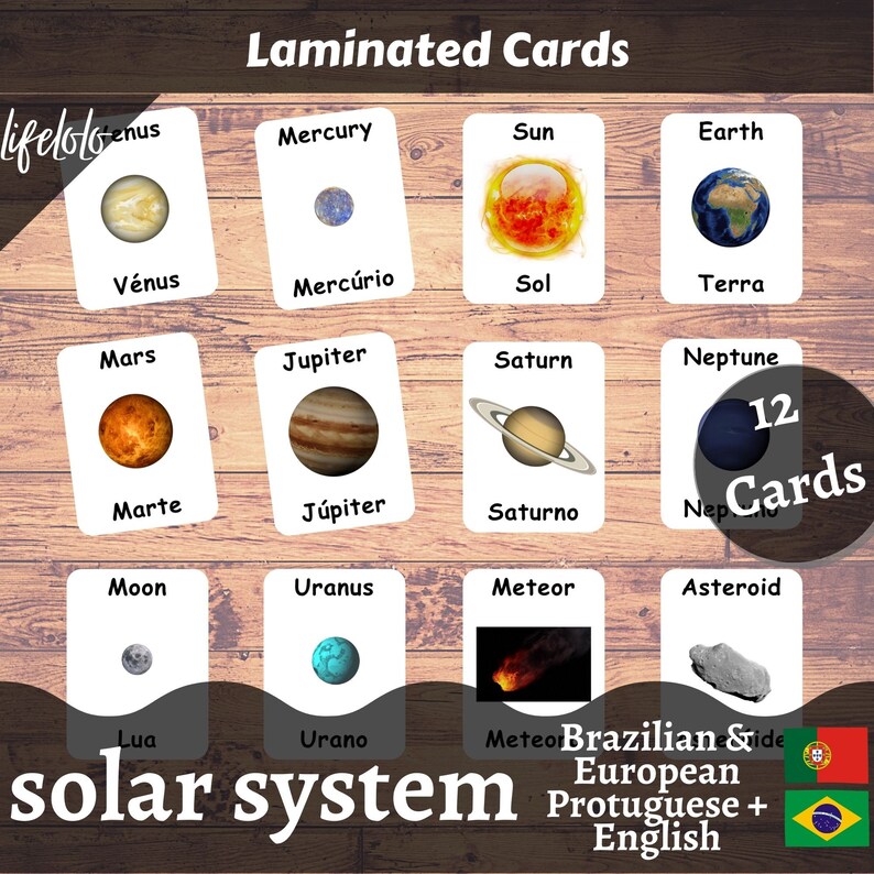 Printed Laminated Cards Solar System Flash Cards Bilingual - Etsy
