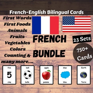 FRENCH Flash Cards BUNDLE French English Bilingual Cards | Etsy