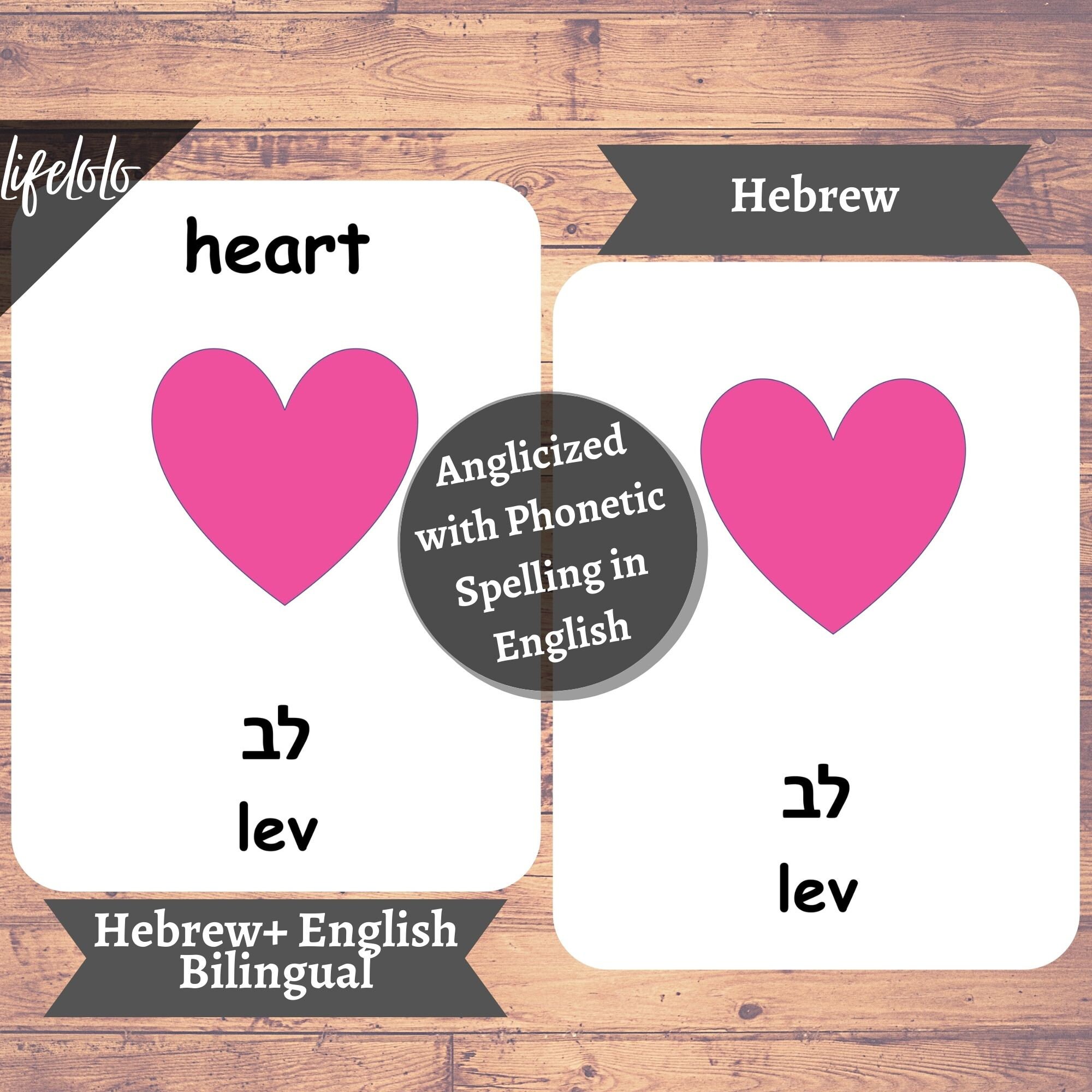Shapes HEBREW Flash Cards English Bilingual Cards | Etsy