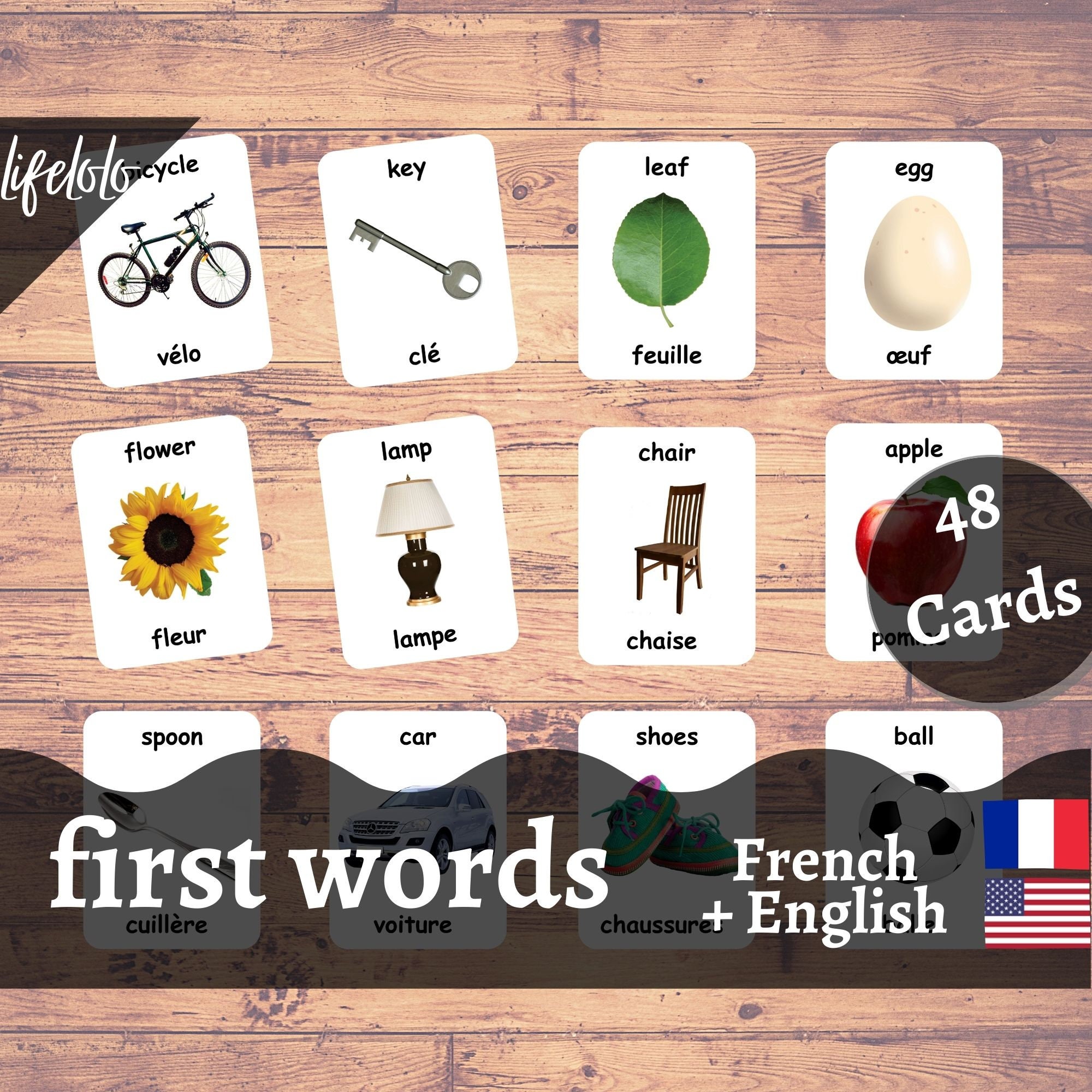 FRENCH Flash Cards BUNDLE French English Bilingual Cards | Etsy