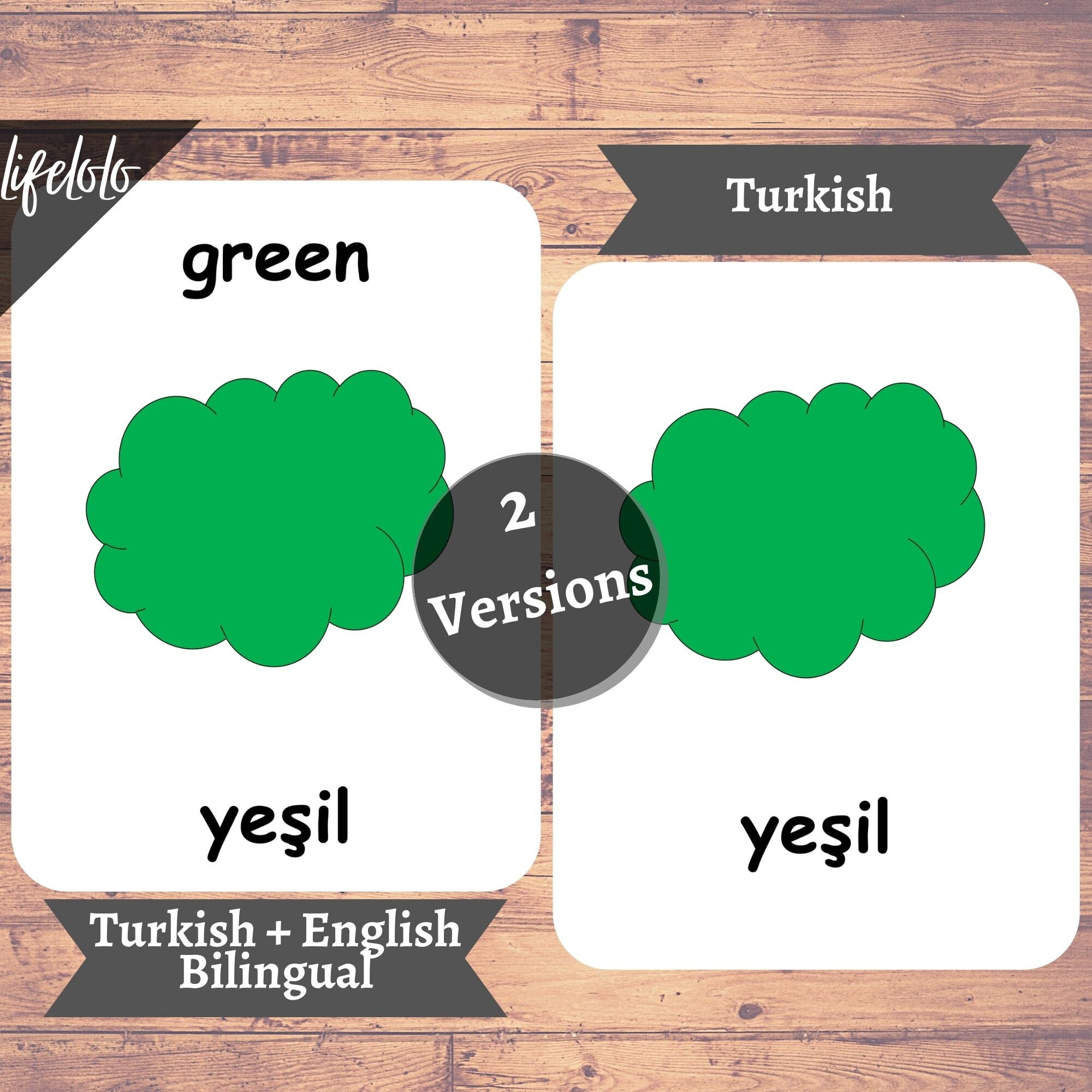Colors TURKISH Version English Bilingual Cards Flash Cards - Etsy