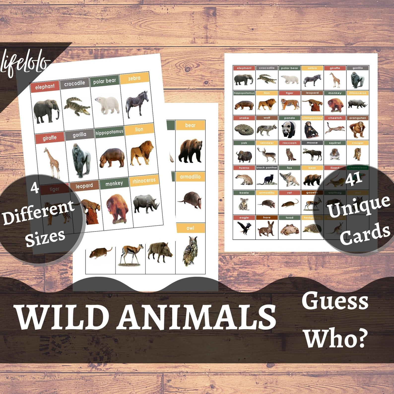 Wild Animals Guess Who Game Printable Template, Virtual Games ...