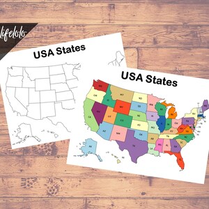 United States Map, Flash Cards, 50 States Montessori Cards, 3 Part Card ...