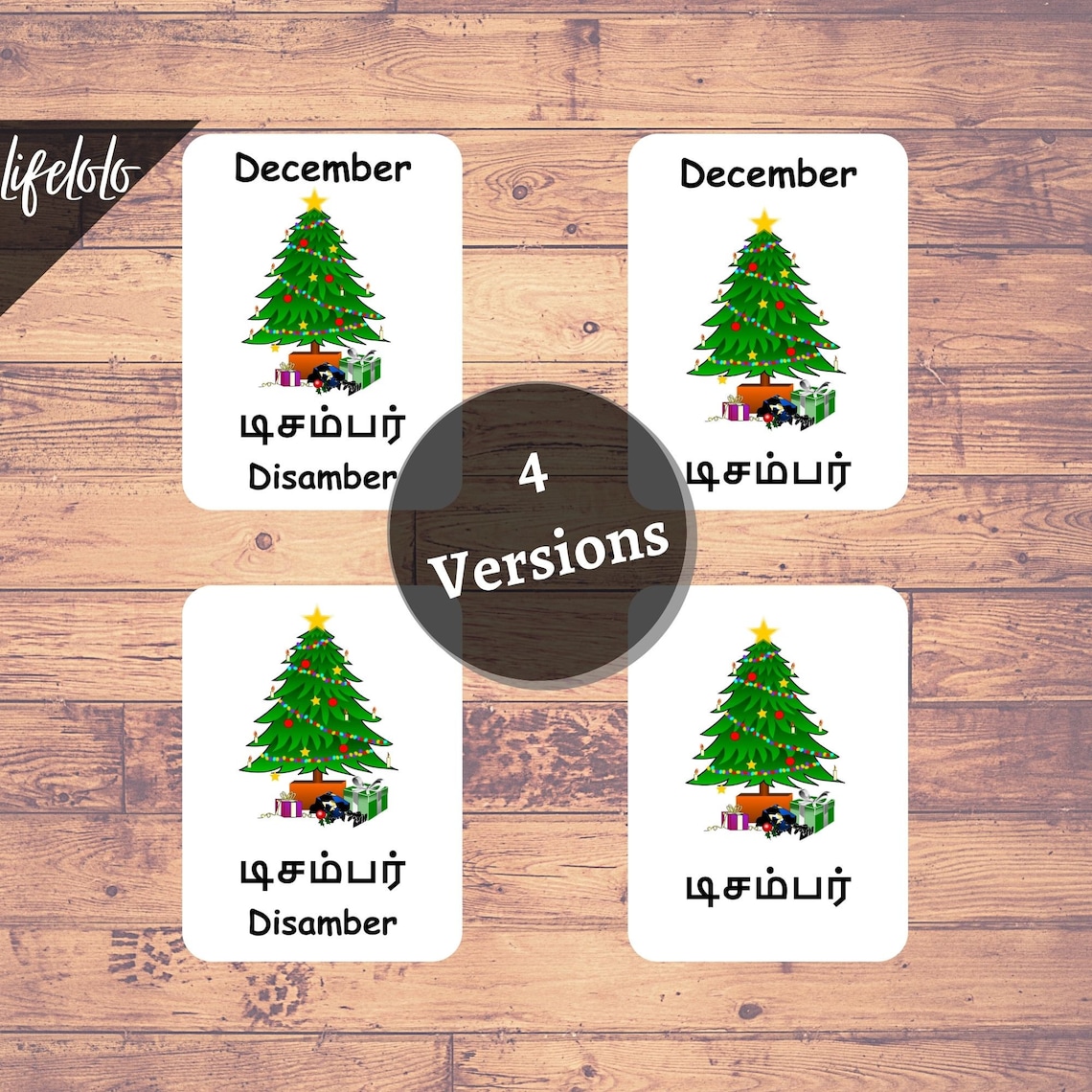 Months of the Year TAMIL Flash Cards, 12 Bilingual Cards, Montessori ...