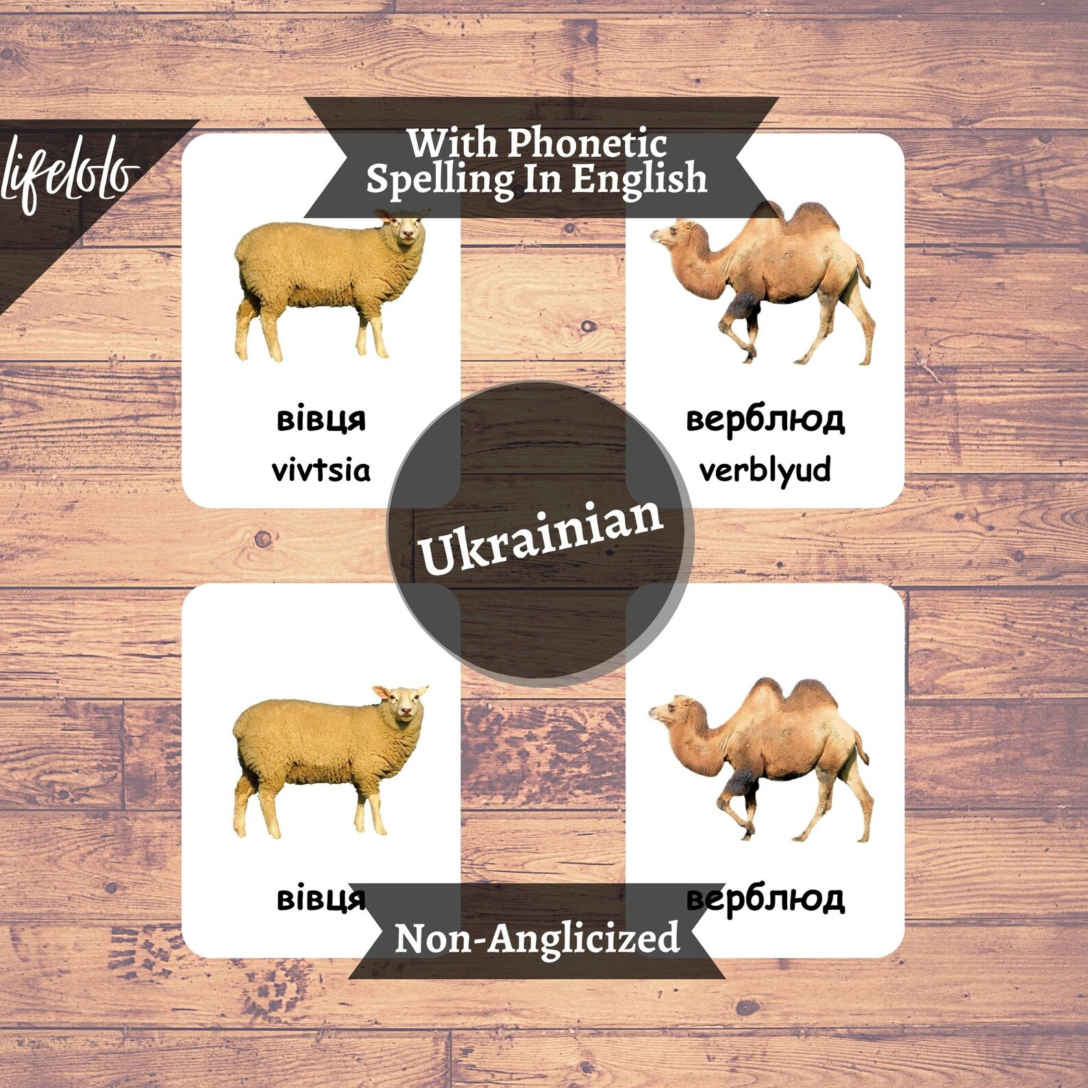 Farm Animals UKRAINIAN Flash Cards English Bilingual Cards | Etsy