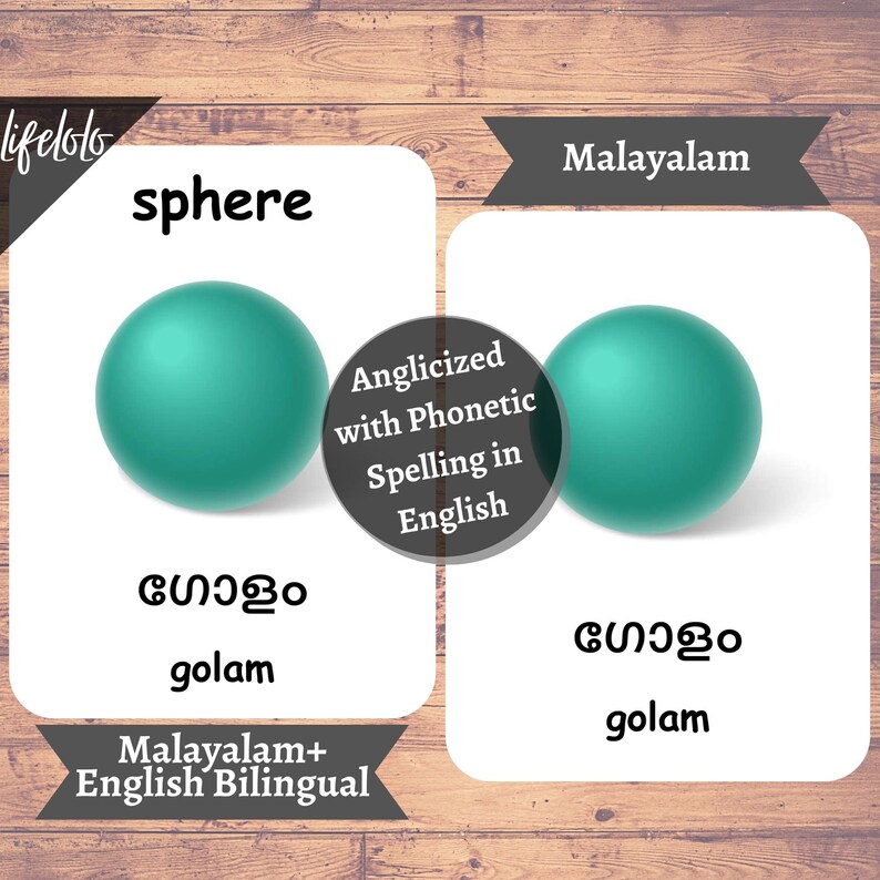 Shapes MALAYALAM Flash Cards English Bilingual Cards - Etsy