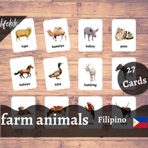 Farm Animals | FILIPINO | English Bilingual Cards | 27 Tagalog Language ...