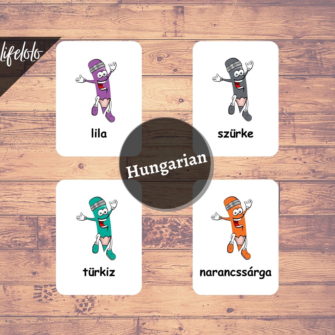 Colors HUNGARIAN Version - English Bilingual Cards | 12 Hungarian Flash ...
