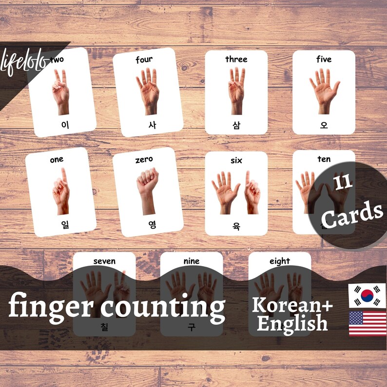 KOREAN Numbers Counting Flashcards Learn Korean Toddler | Etsy
