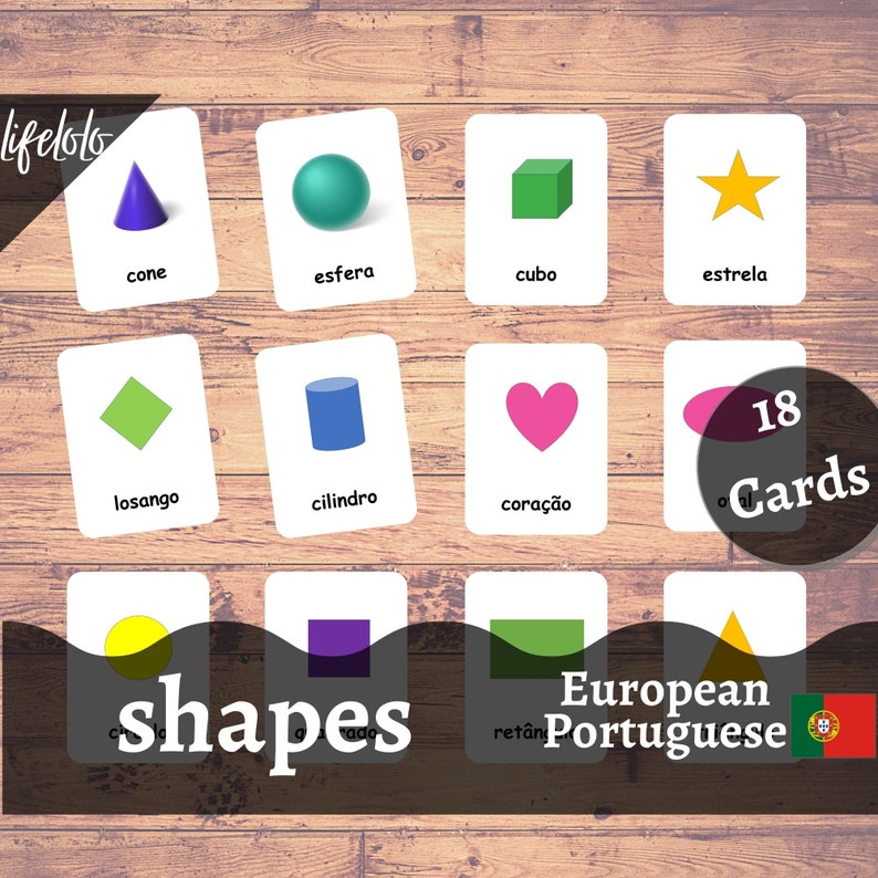 Shapes EUROPEAN PORTUGUESE Flash Cards | English Bilingual Cards ...