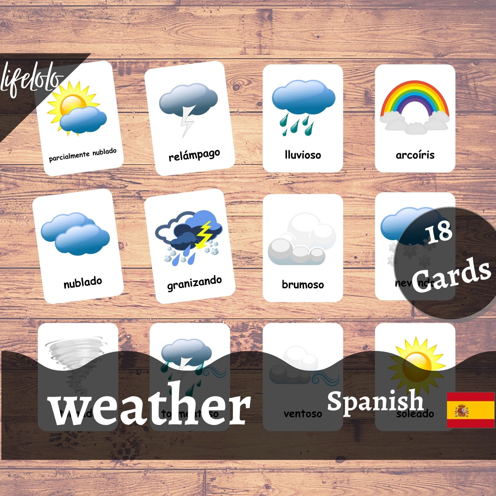 Weather Cards in SPANISH | Spanish Flash Cards | English Bilingual ...