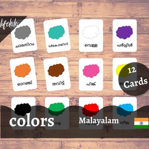 Colors MALAYALAM Version - English Bilingual Cards | 12 Malayalam Flash ...