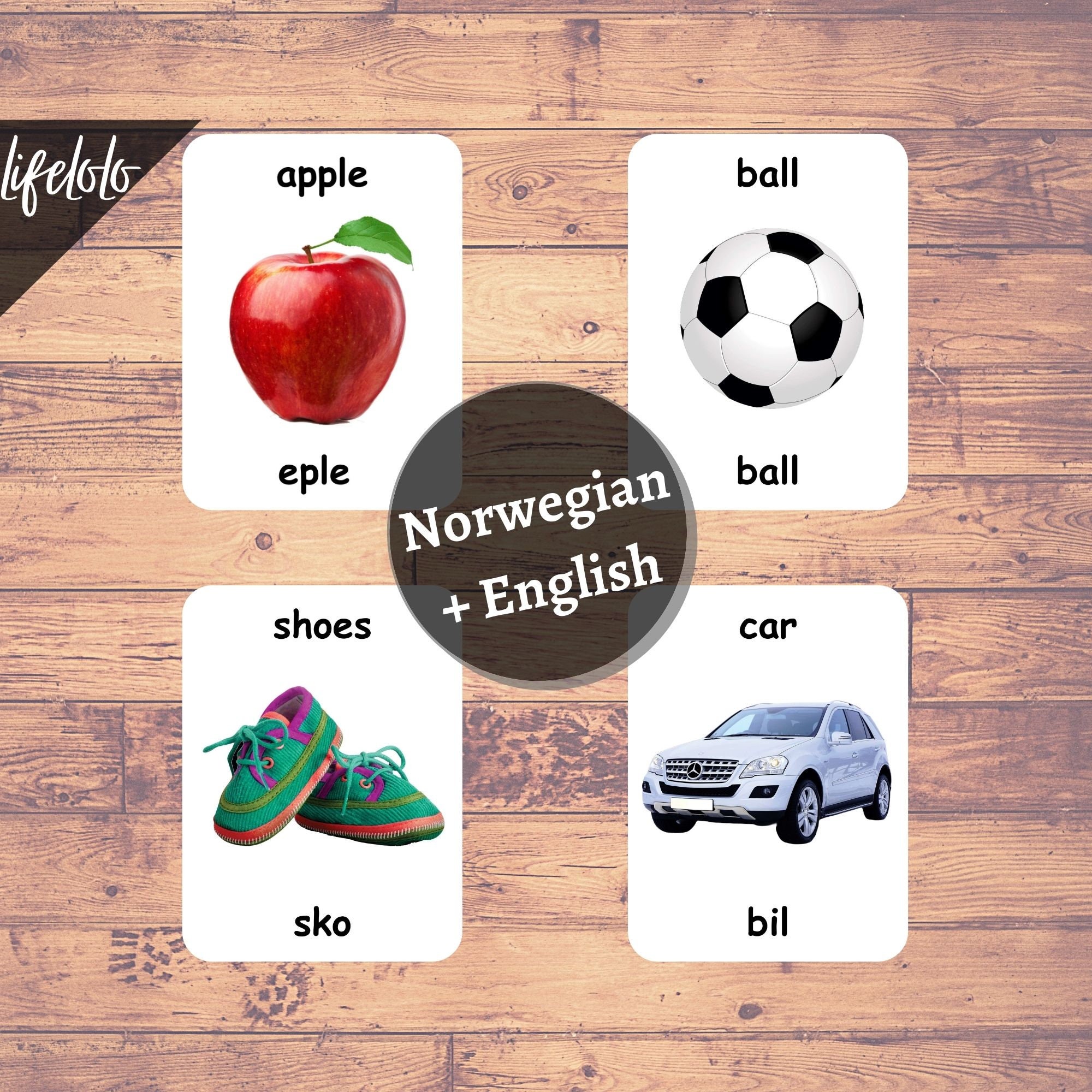 First Words NORWEGIAN Version - English Bilingual Cards | 48 Flash ...