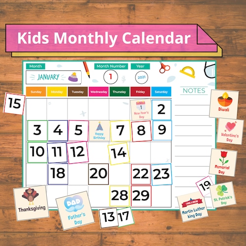 Kids Monthly Calendar Homeschool Calendar Activity Chart - Etsy