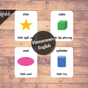 Shapes VIETNAMESE Flash Cards | English Bilingual Cards | Geometric ...