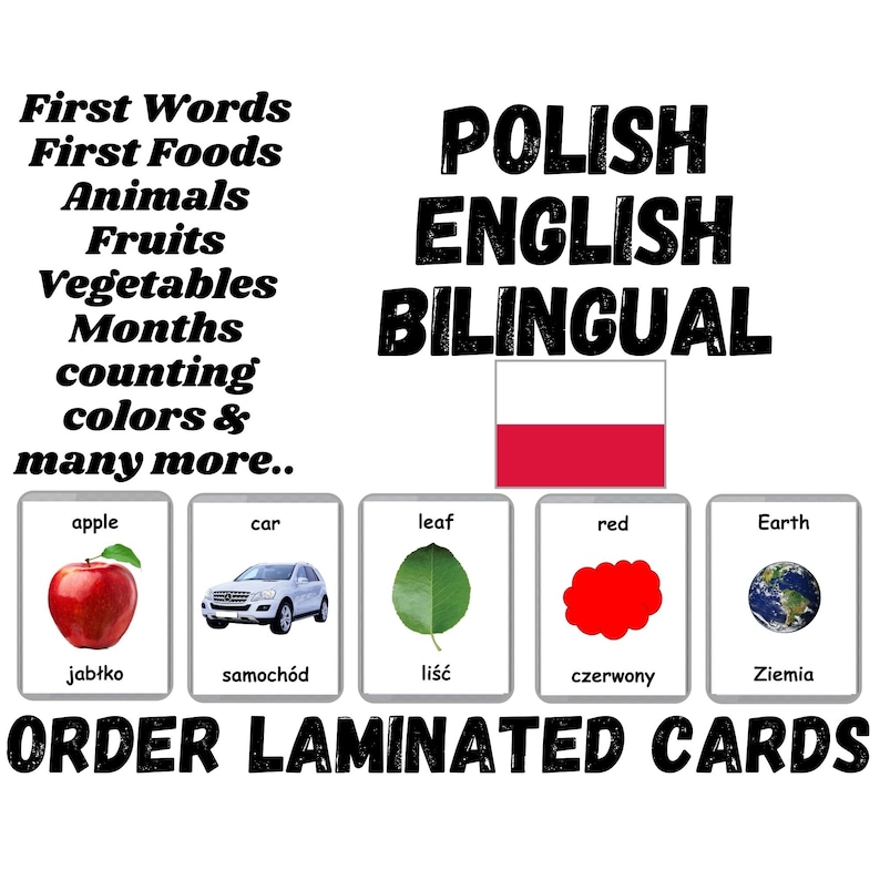 Polish Laminated Flash Cards Handmade Flash Cards | Etsy