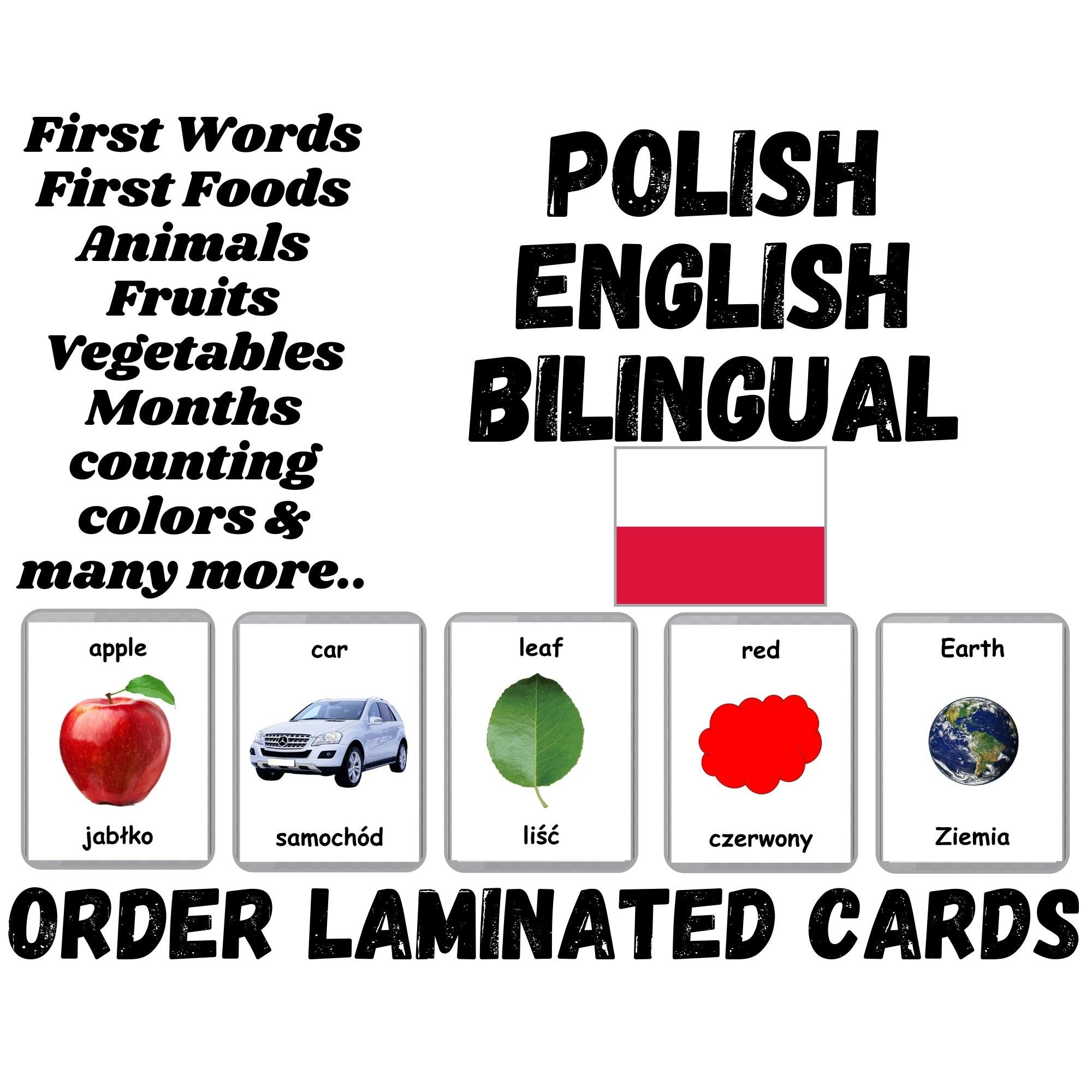 Polish Laminated Flash Cards Handmade Flash Cards | Etsy
