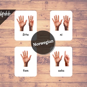 NORWEGIAN Numbers, Counting Flashcards, Learn Norwegian, Toddler Games ...