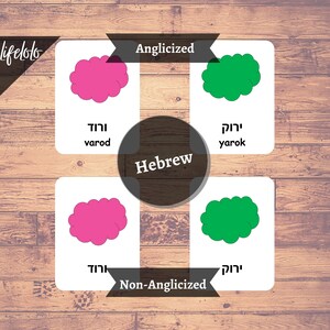 Colors HEBREW Version - English Bilingual Cards | 12 Hebrew Flash Cards ...