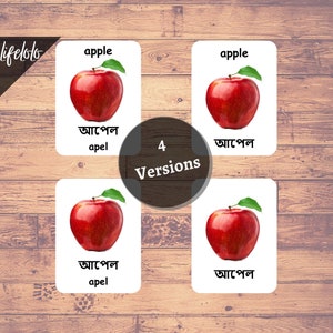 First Words BENGALI Version - English Bilingual Cards | 48 Bengali ...