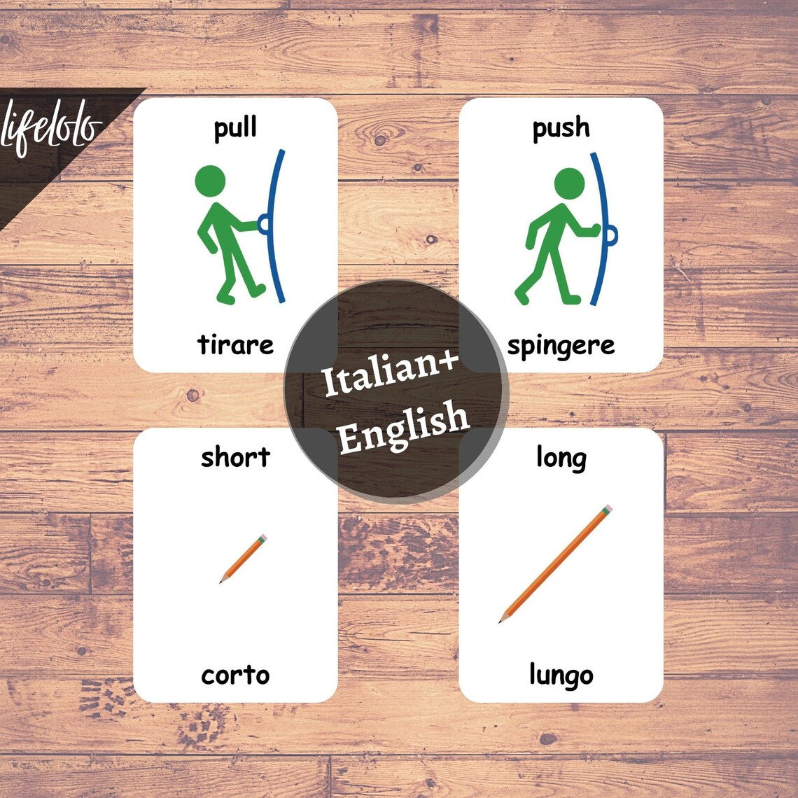 Antonyms ITALIAN Flashcards English Bilingual Cards 104 - Etsy