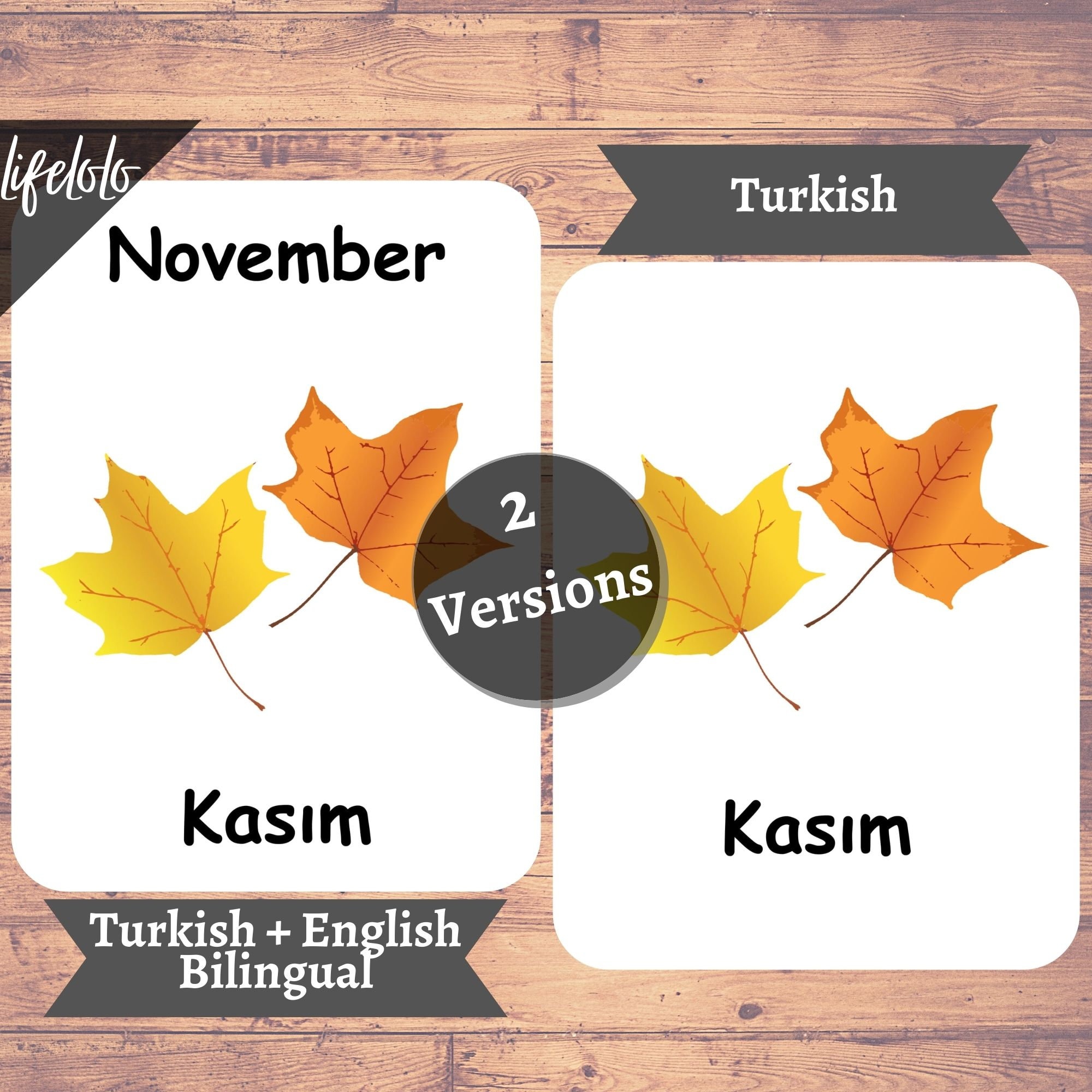 Months of the Year TURKISH Flash Cards 12 Bilingual Cards - Etsy